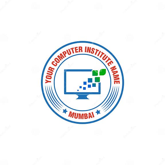 Computer Institute Logo Vector with Computer Icon Stock Vector ...