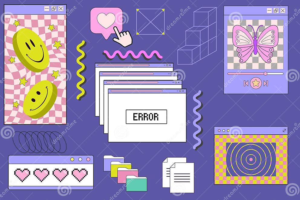 Old Computer Aestethic. Retro Pc Elements, User Interface. Nostalgia ...