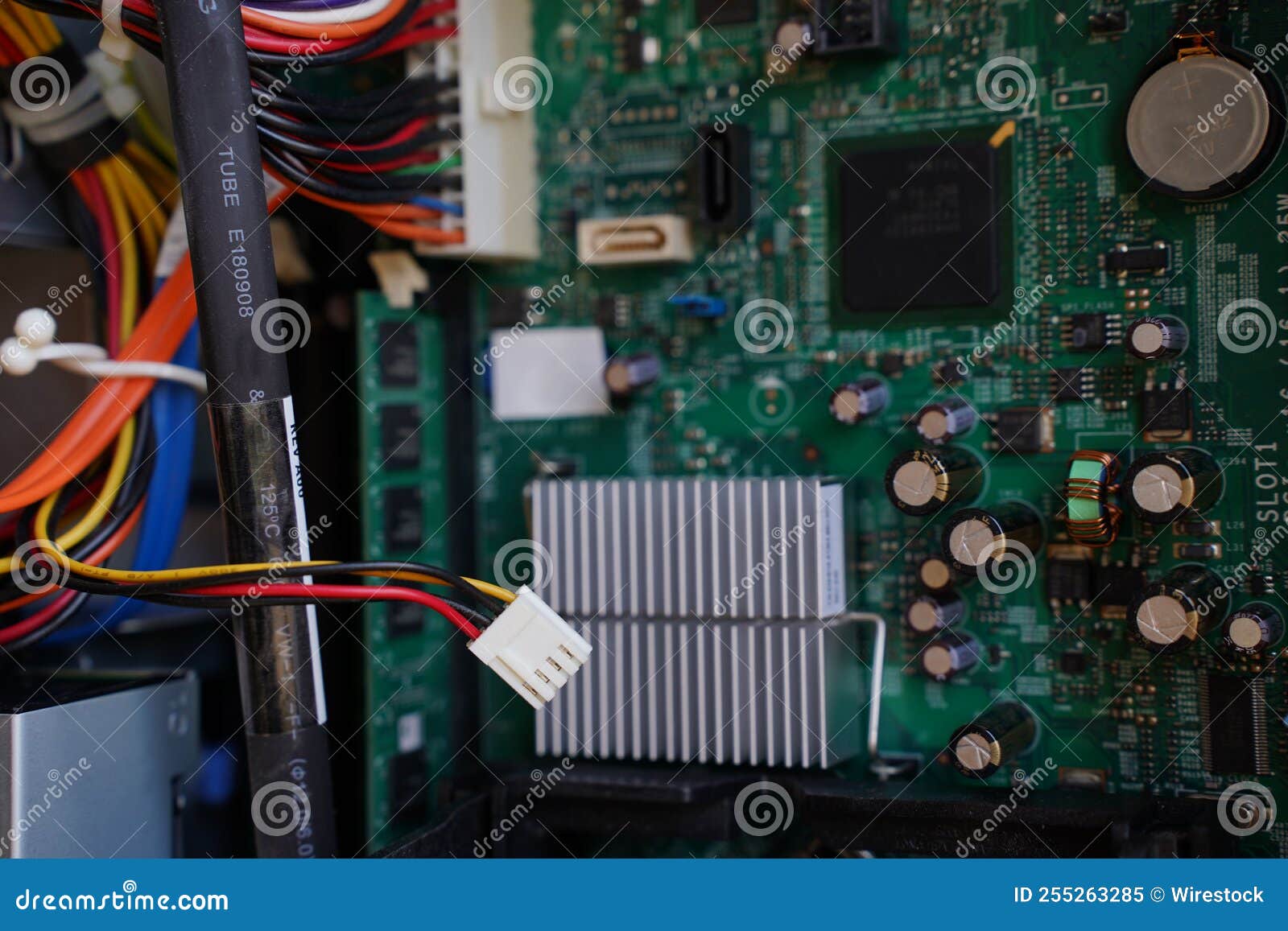 Computer Interior Cables Ram and Motherboard Stock Image - Image of ...