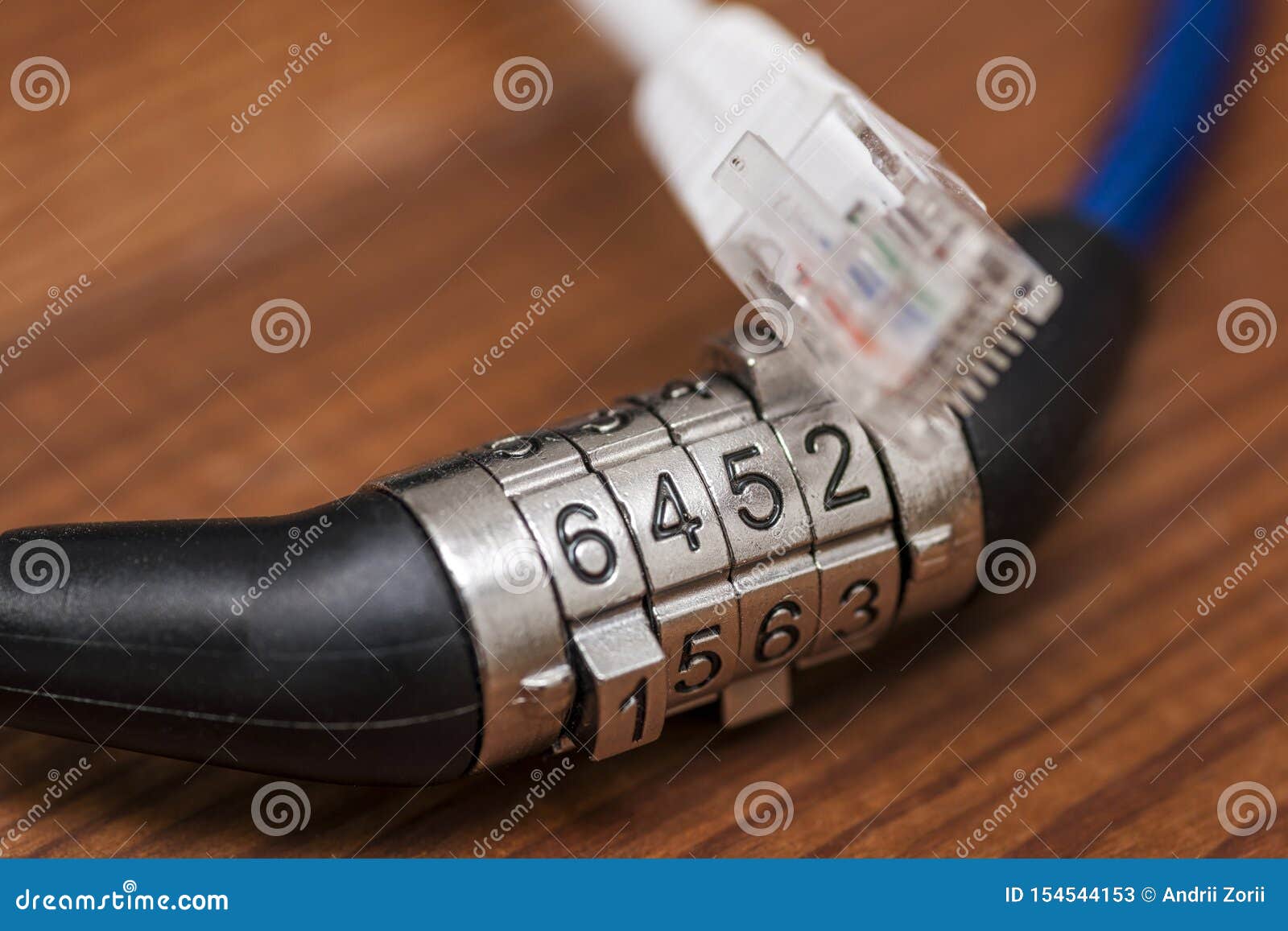 Computer Internet Cable and Lock. Internet Security Concept Stock Image ...