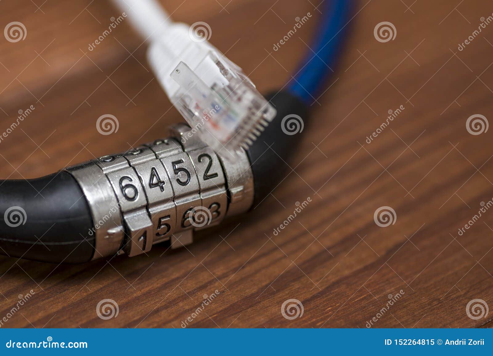 Computer Internet Cable and Lock, Internet Security Concept. Network ...