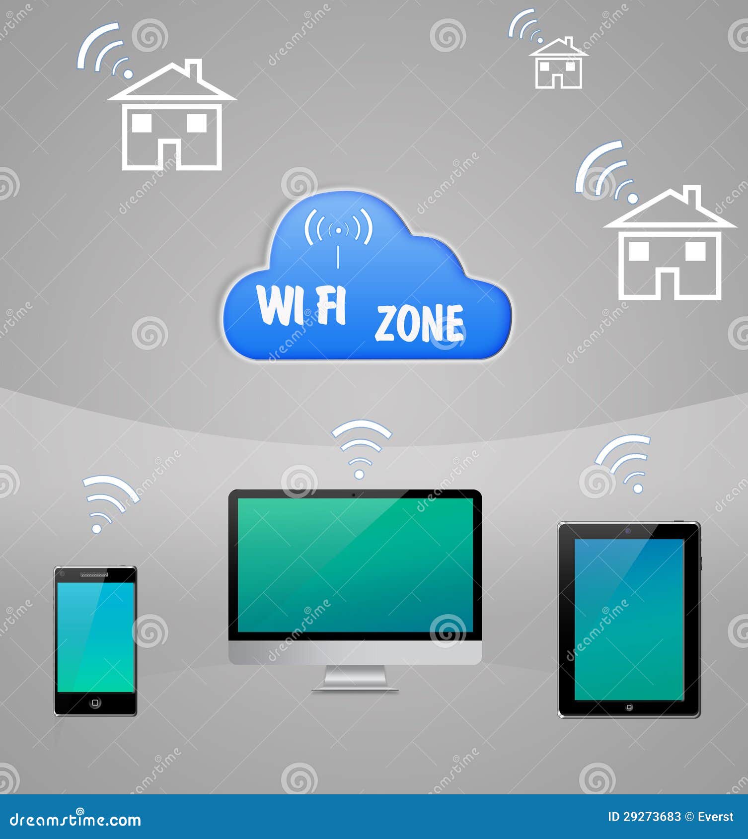 Computer Internet Cloud Technology WI-fi Stock Illustration ...