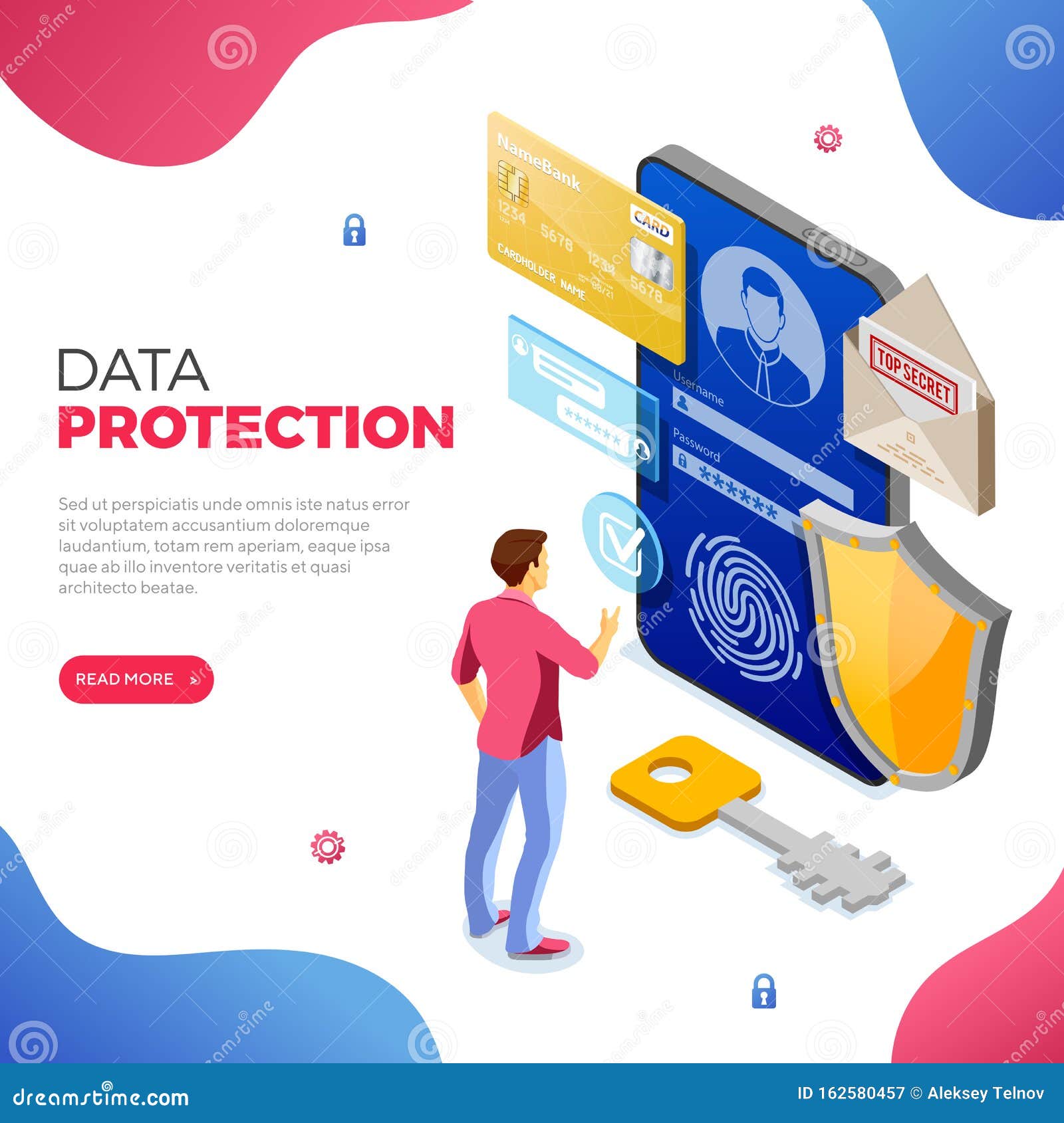 Hacking Isometric Flowchart Composition Vector Illustration ...