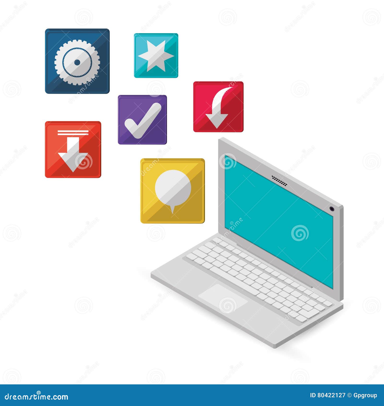 Computer with Internet Related Icons Image Stock Vector - Illustration ...