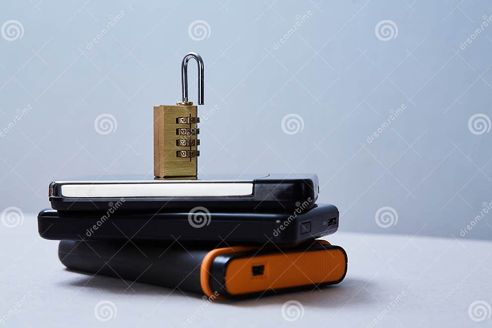 Computer or Internet Security. Data Protection Concept: External Hard ...