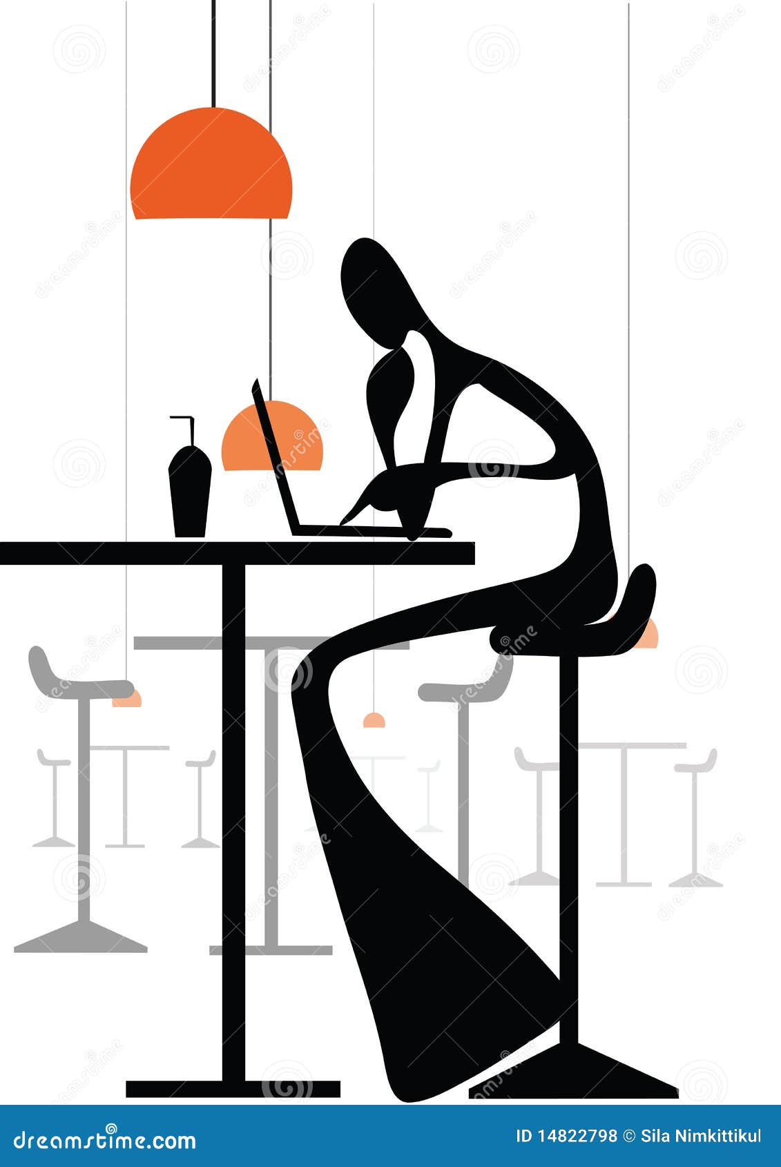 Computer Internet Shadow Man Stock Vector - Illustration of pink, light ...