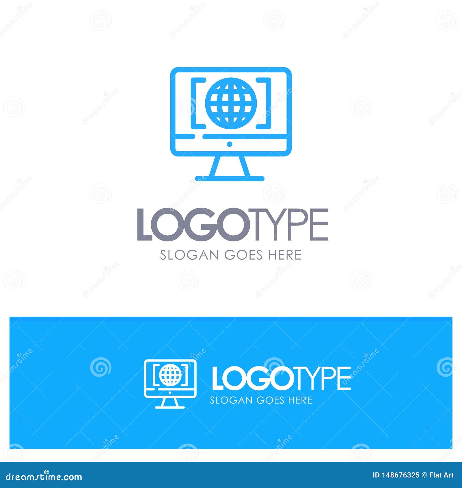 Computer, Internet, World, Big Think Blue OutLine Logo with Place for ...