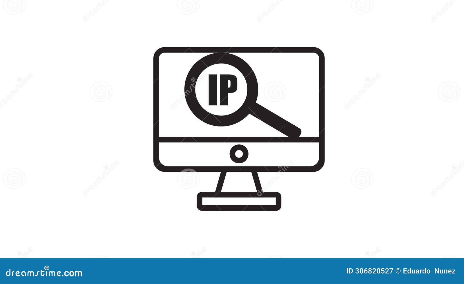 Computer IP Icon. Vector Black and White Editable Flat Illustration of ...