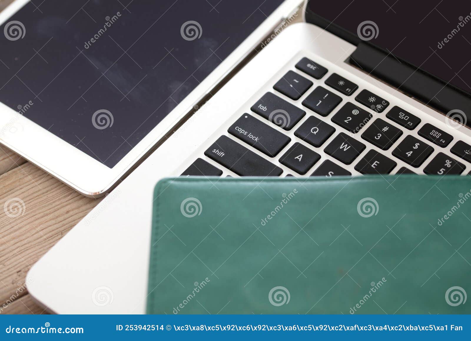 Computer and IPad and Notebook Stock Photo - Image of close, internet ...