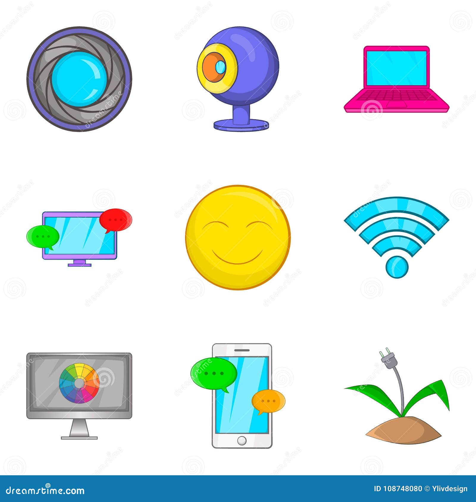 Computer Issue Icons Set, Cartoon Style Stock Vector - Illustration of ...