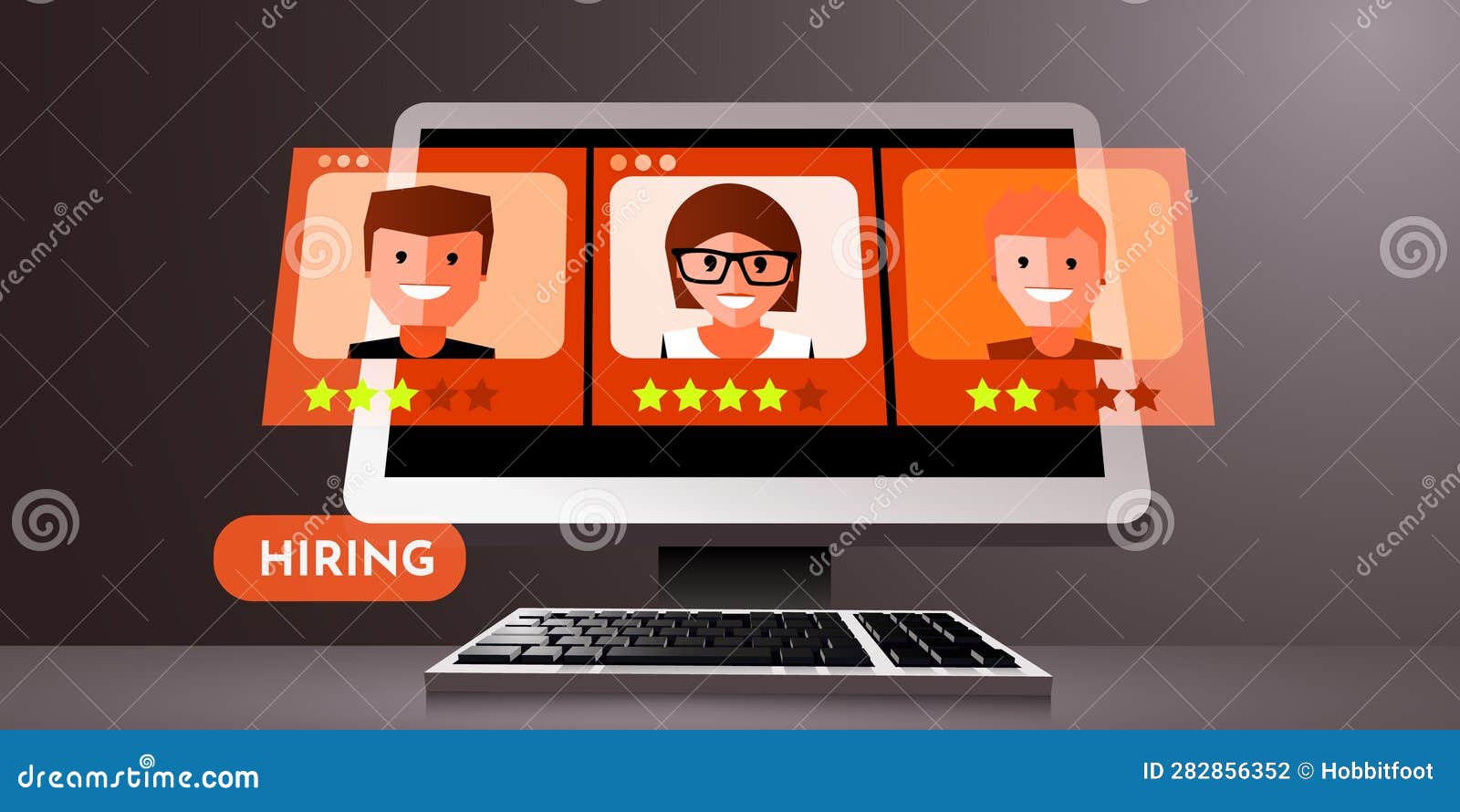 Computer with Job Candidate Analysis. HR Concept Stock Vector ...