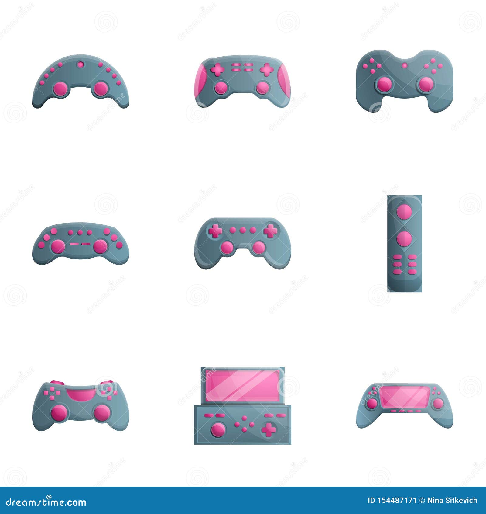 Computer Joystick Icon Set, Cartoon Style Stock Vector - Illustration ...