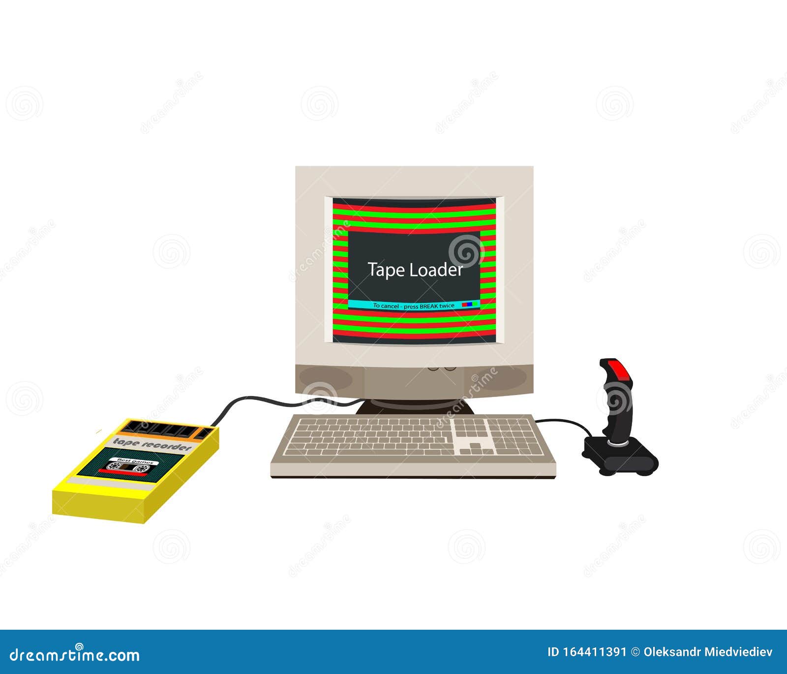 Computer Joystick 90s. Rear and Side View. Flat Style. Vector ...