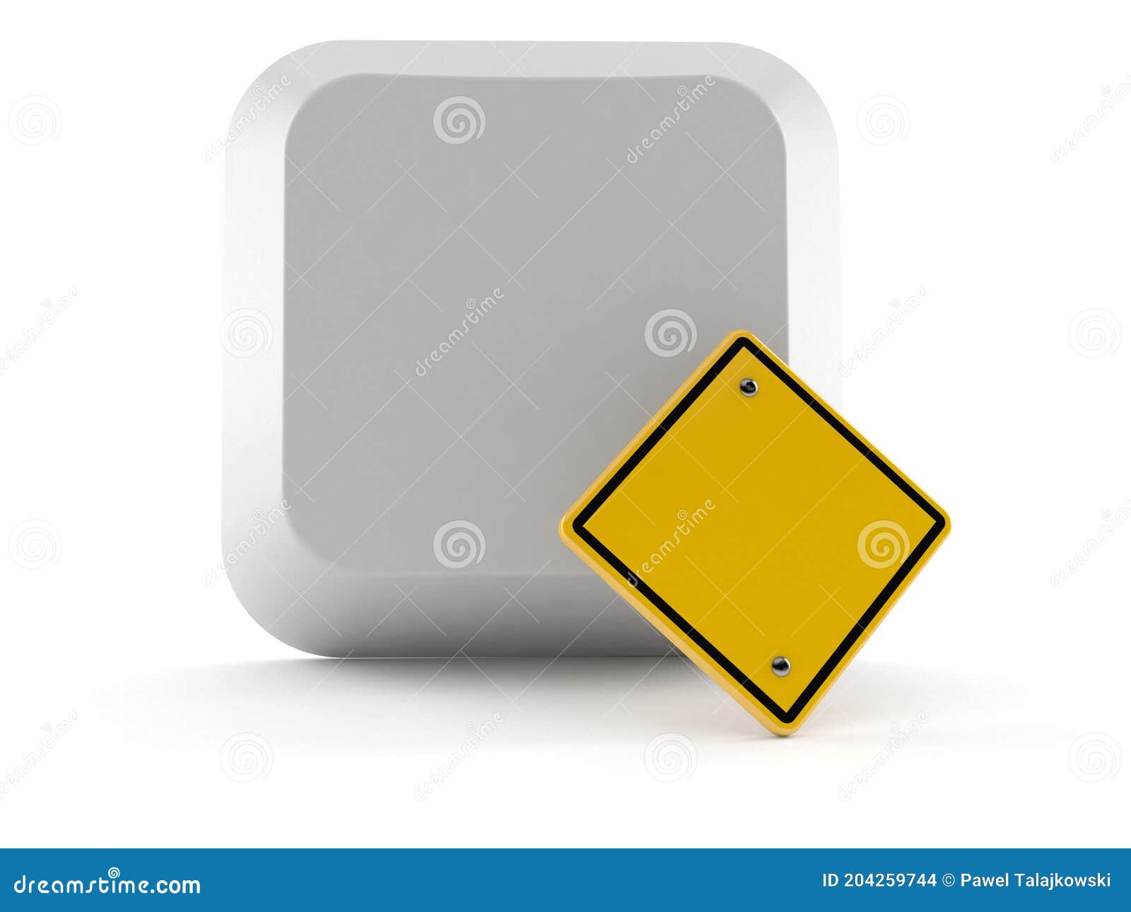 Computer Key with Blank Road Sign Stock Illustration - Illustration of ...