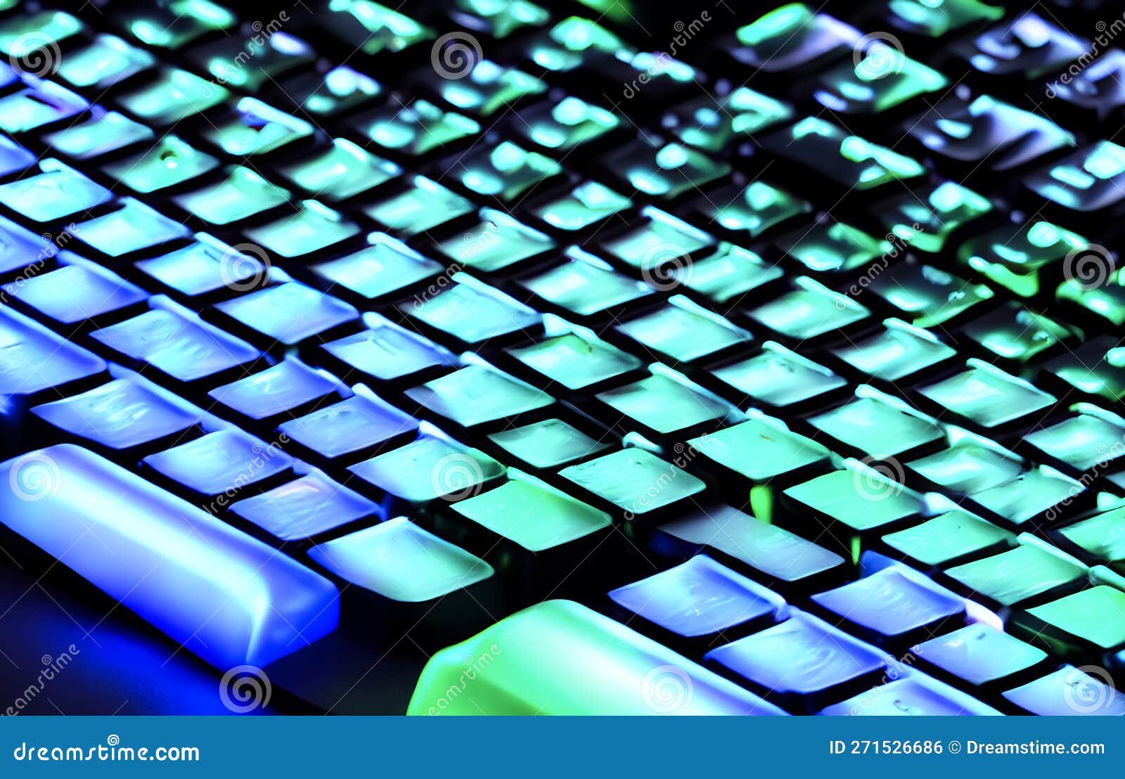 Computer Keyboard in Neon Blue and Green Colors Generative AI Stock ...
