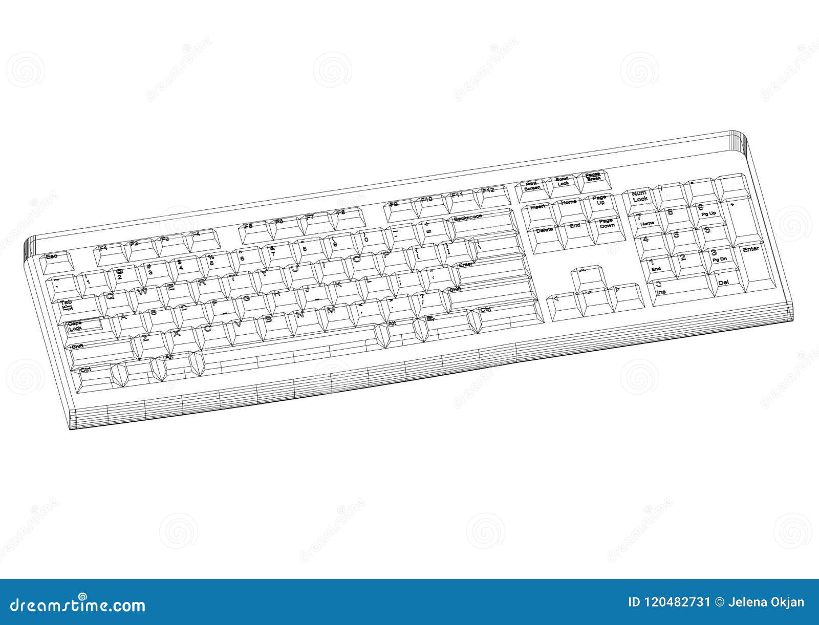 Computer Keyboard Architect Blueprint - Isolated Stock Image - Image of ...