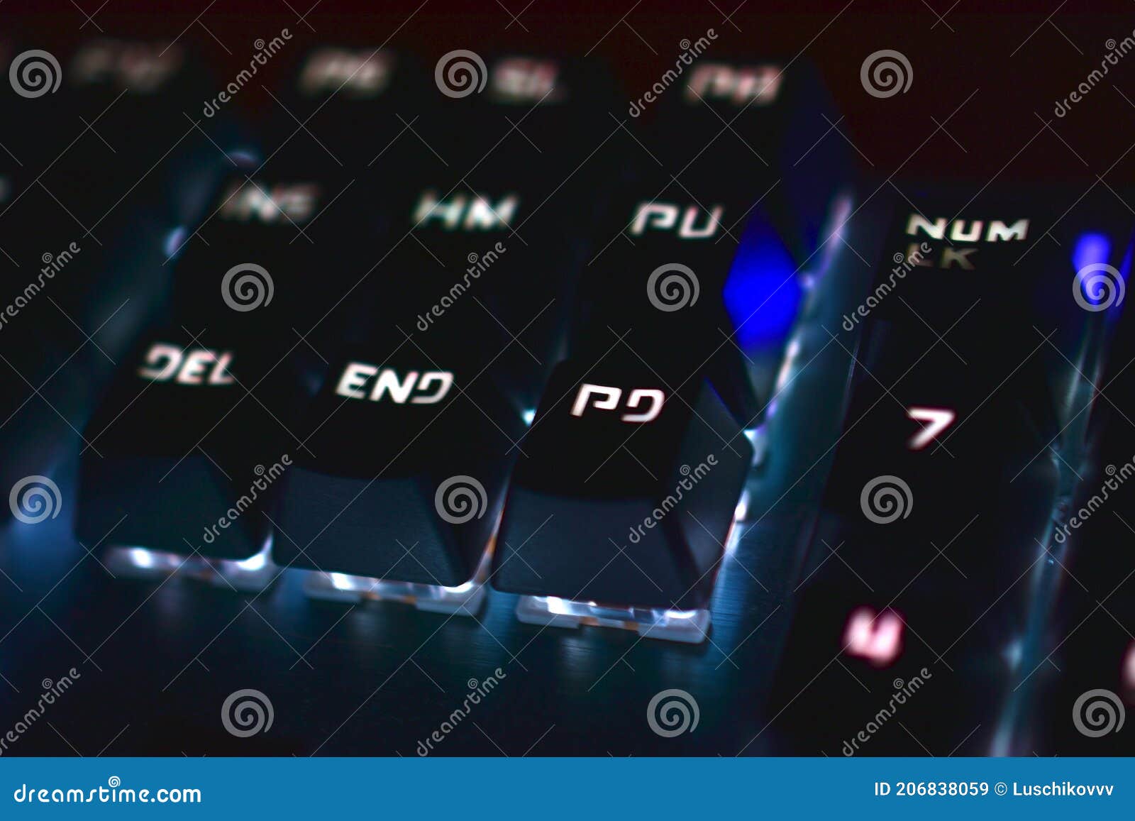 Computer Keyboard with Backlight in the Dark Stock Image - Image of ...