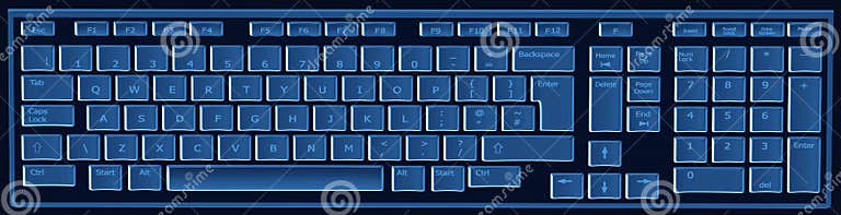 Computer Keyboard in Black and Blue Stock Illustration - Illustration ...