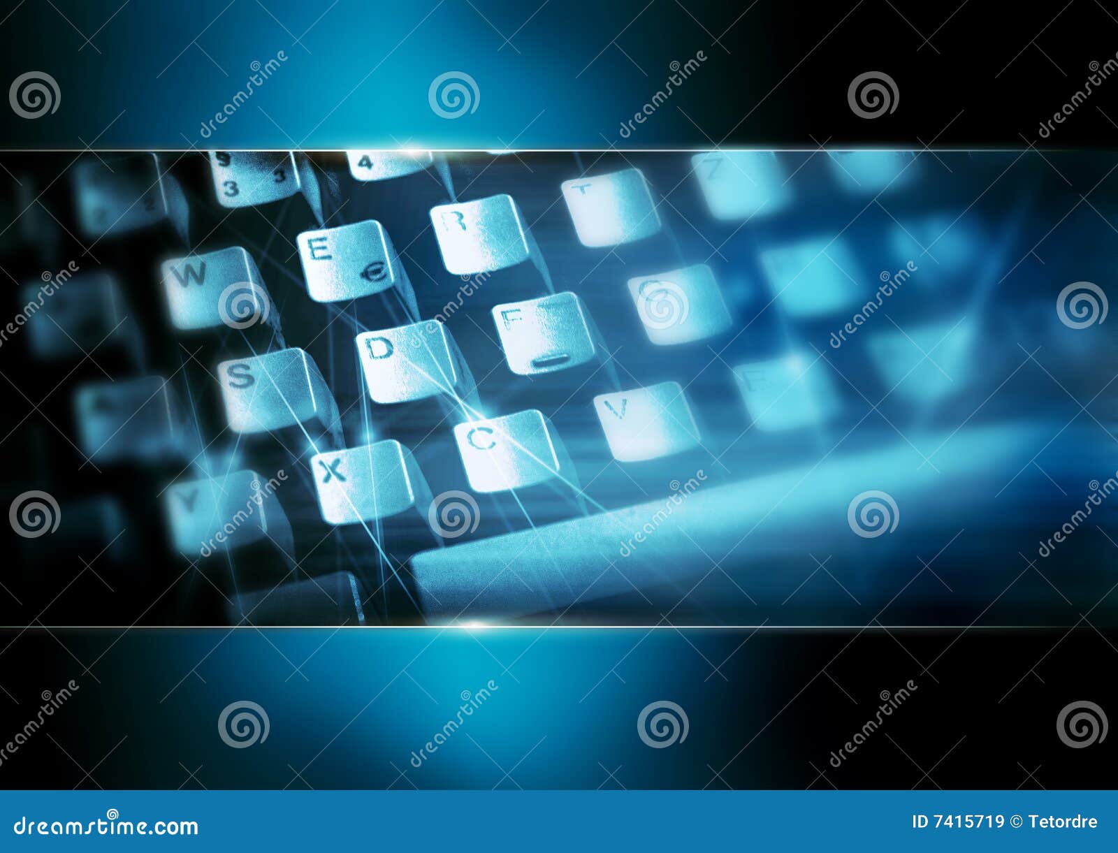 Computer keyboard in blue stock image. Image of abstract - 7415719