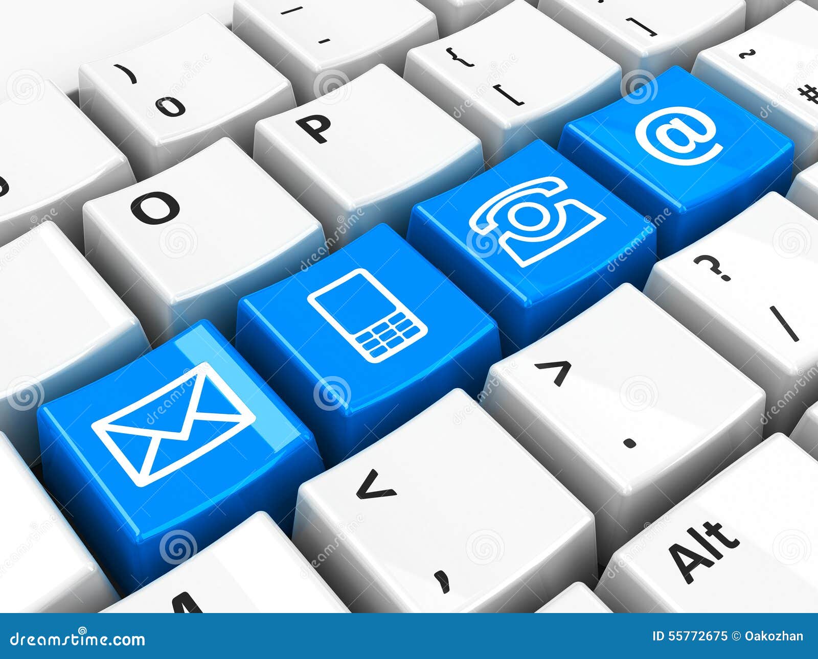 Computer Keyboard Blue Contact Stock Illustration - Illustration of ...