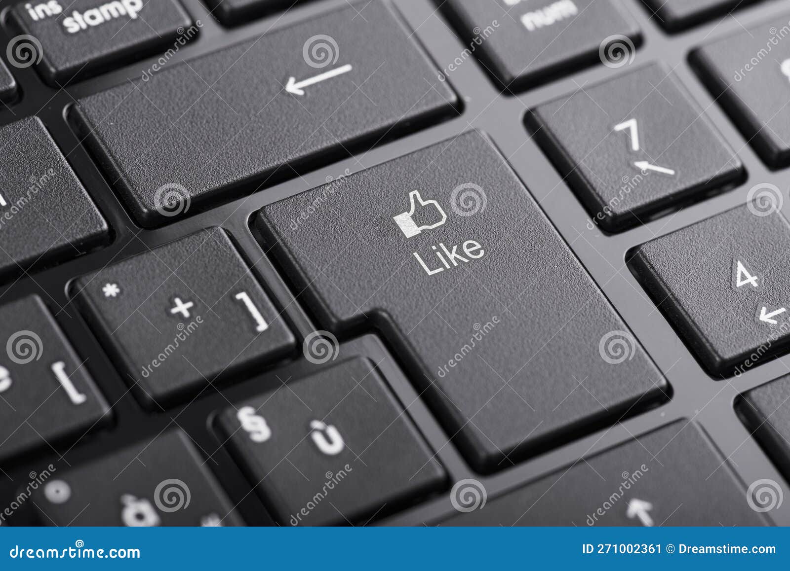 Computer Keyboard with Blue Like Button, Selected Focus on Enter Button ... Computer Keyboard with Blue Like Button, Selected Focus on Enter Button ...