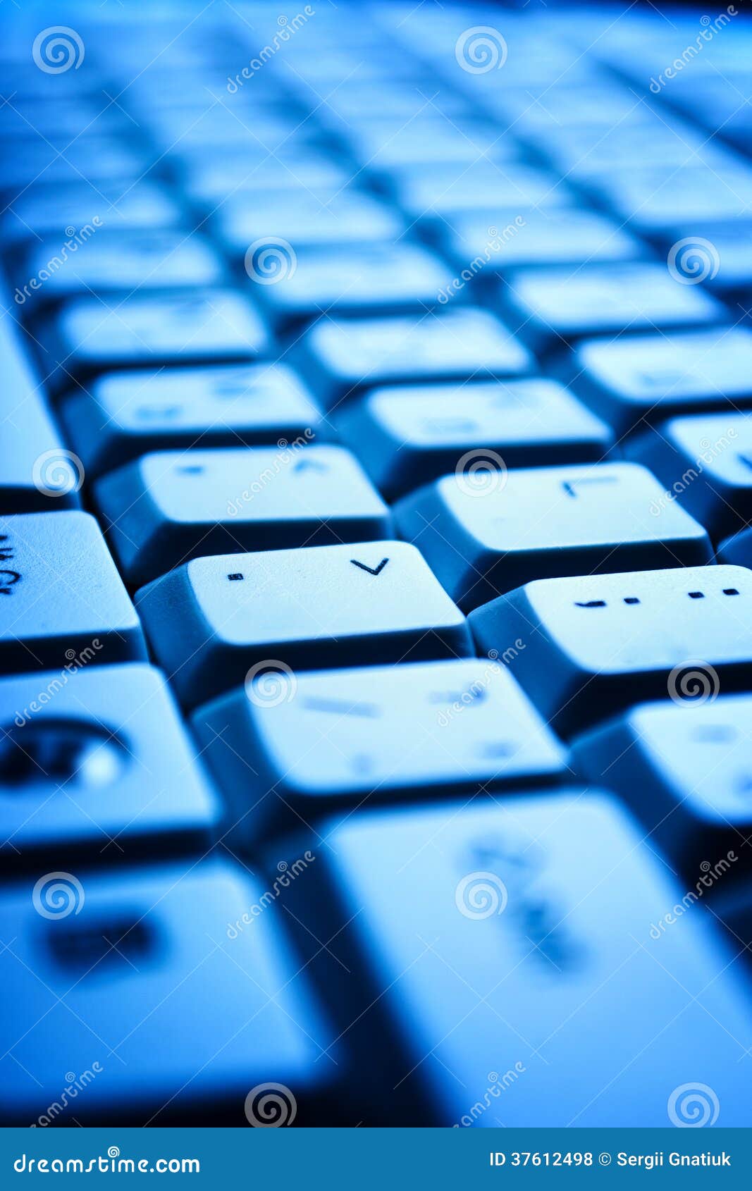 Computer Keyboard in Blue Light Stock Photo - Image of closeup ...