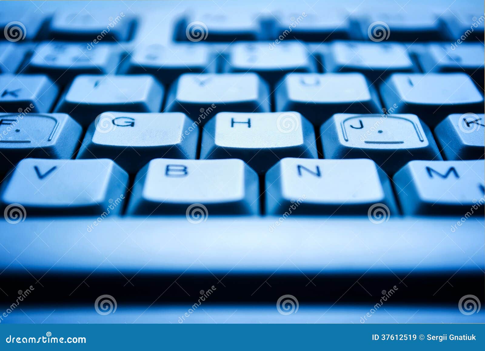 Computer Keyboard in Blue Light Stock Image - Image of desktop ...