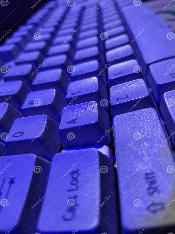 Computer Keyboard in Blue Light. Stock Photo - Image of number, letters ...
