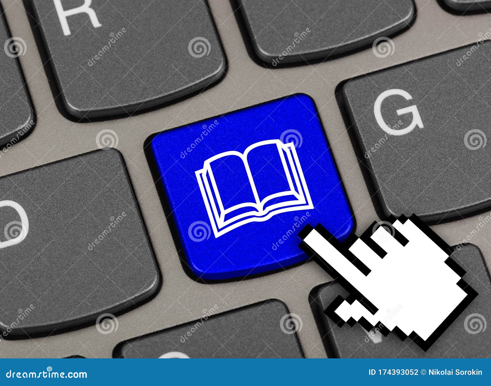 Computer Keyboard with Book Key Stock Photo - Image of connection ...