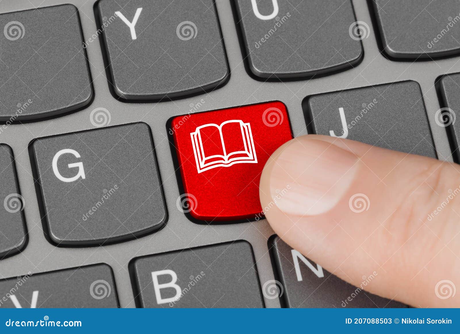 Computer Keyboard with Book Key Stock Image - Image of learning, button ...