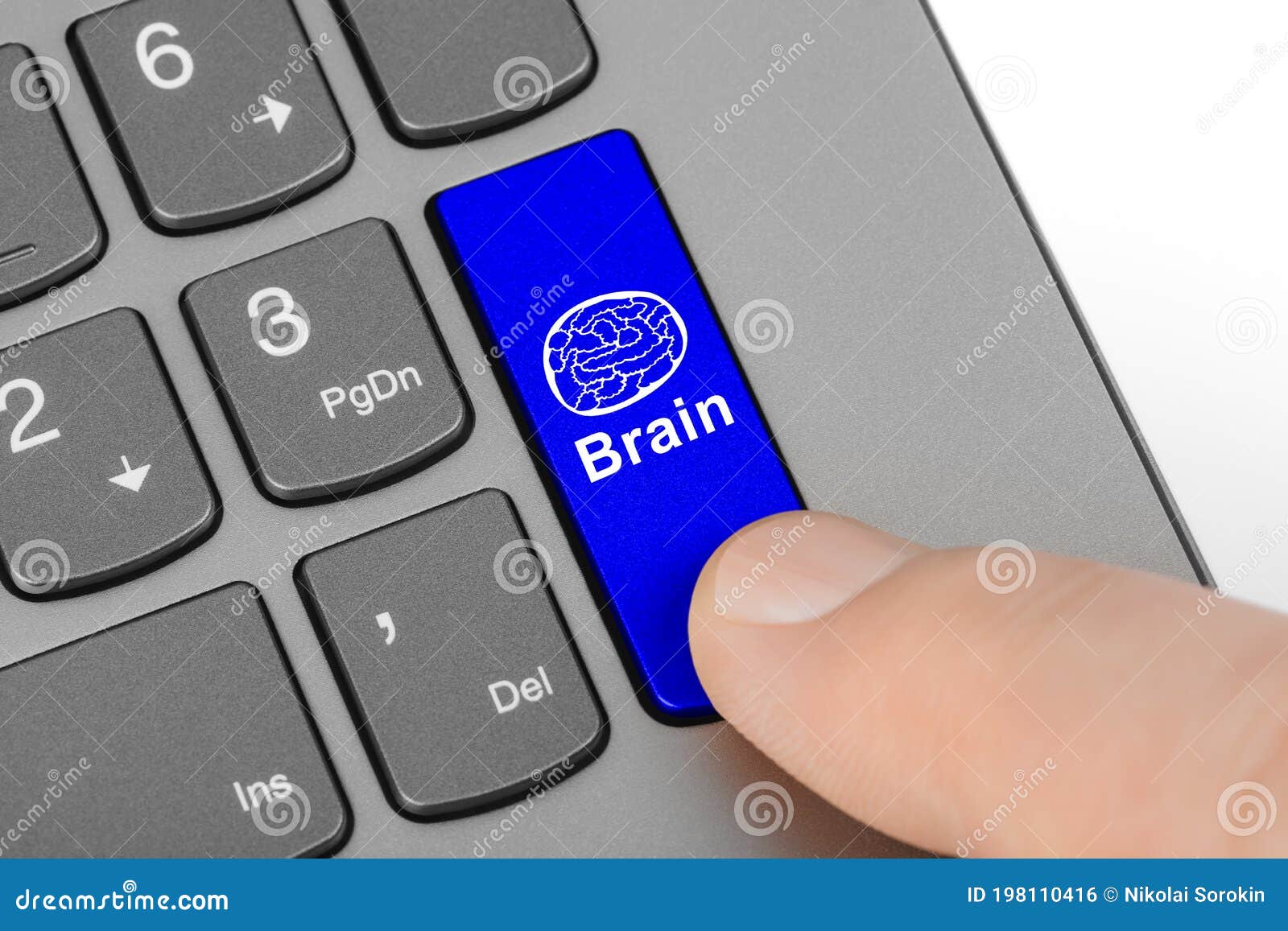 Computer Keyboard with Brain Key Stock Photo - Image of brainstorm ...