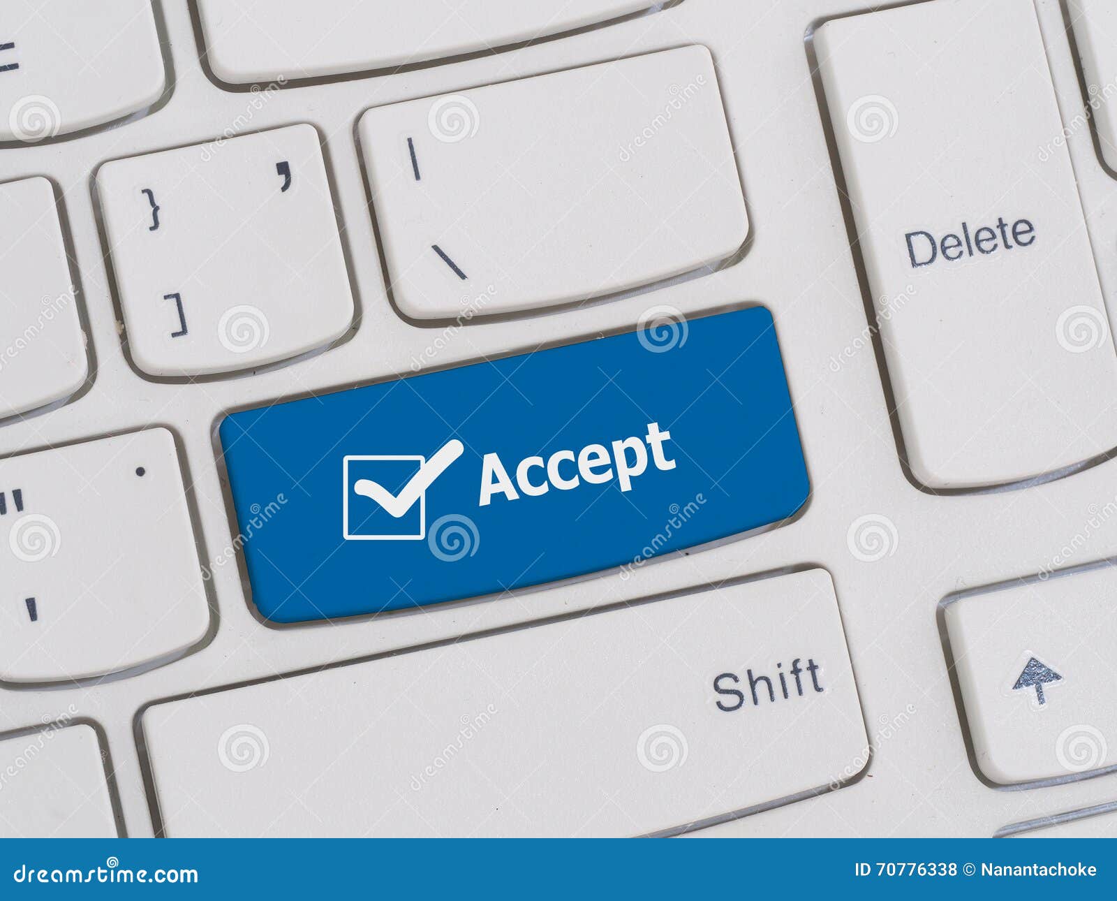 Computer Keyboard Button with Accept Text Stock Photo - Image of white ...