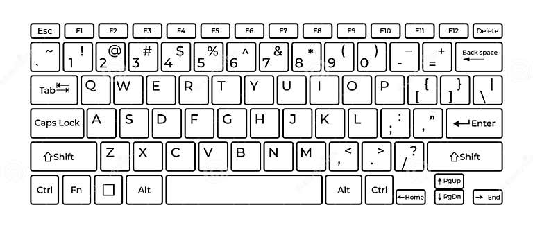 Computer Keyboard Button Layout Template with Letters for Graphic Use ...