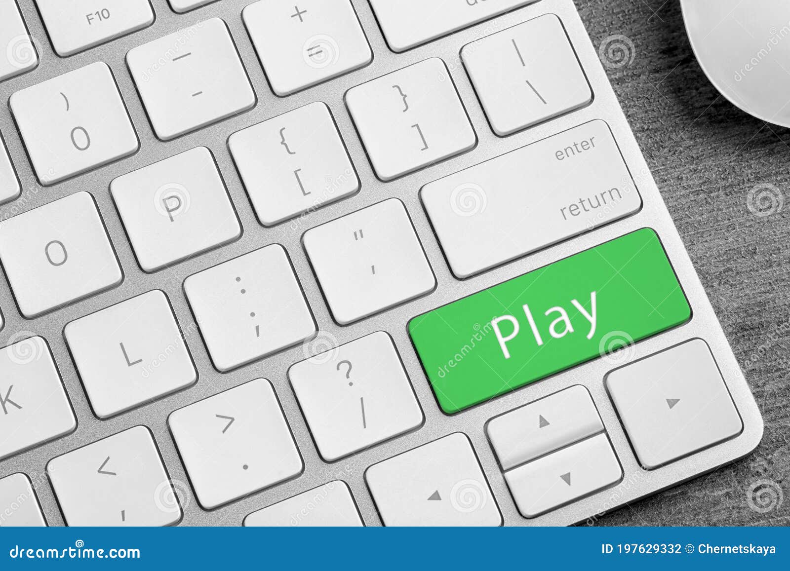 Computer Keyboard with Button Play on Table, Closeup. Online Games ...