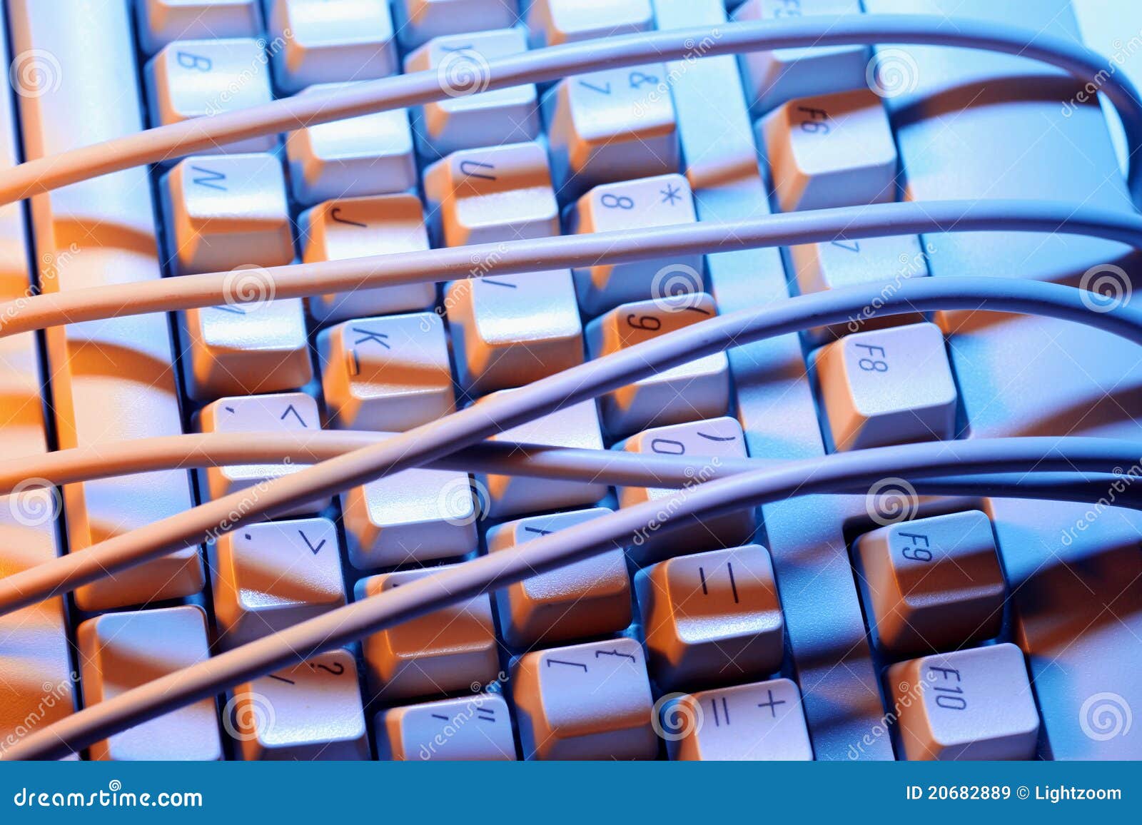 Computer Keyboard with Cables Stock Image - Image of business, hardware ...