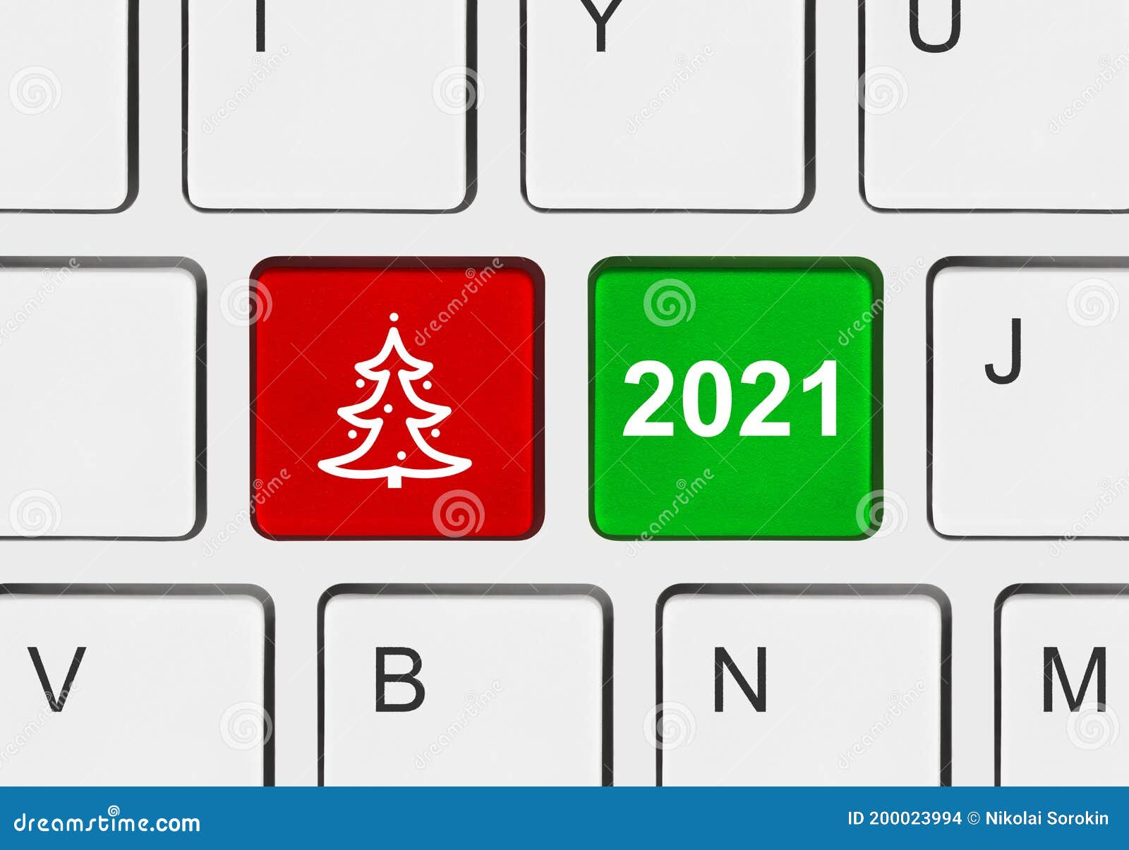 Computer Keyboard with Christmas Keys Stock Photo - Image of decoration ...