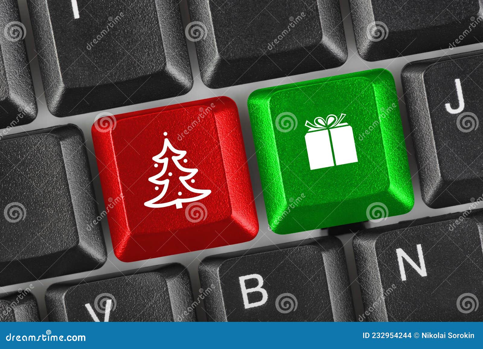 Computer Keyboard with Christmas Keys Stock Photo - Image of christmas ...