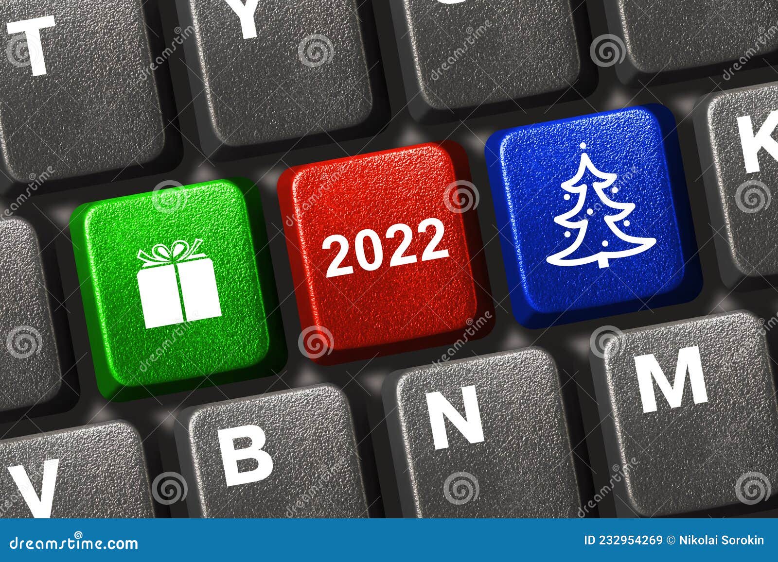 Computer Keyboard with Christmas Keys Stock Image - Image of ...