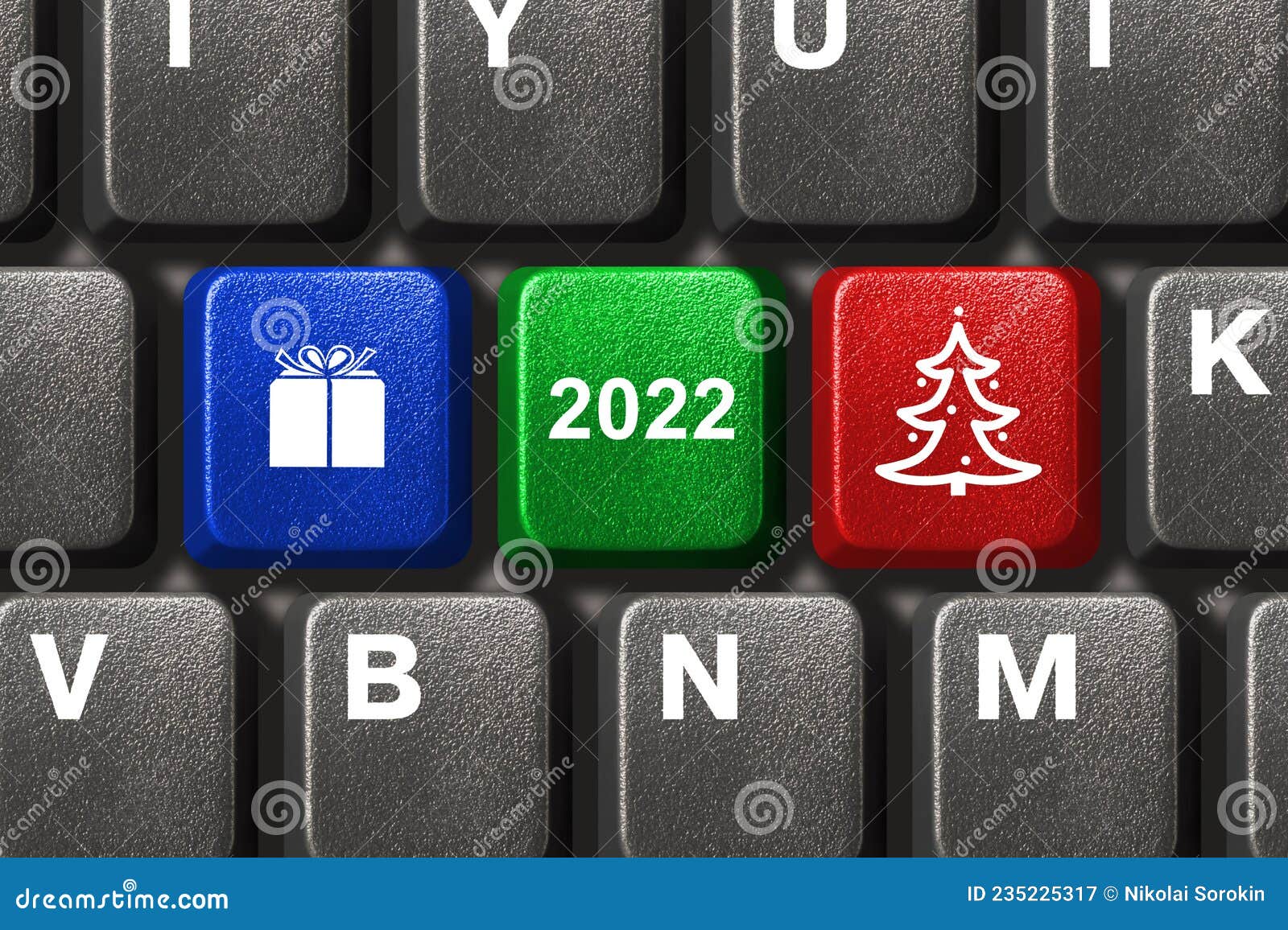 Computer Keyboard with Christmas Keys Stock Image - Image of holiday ...