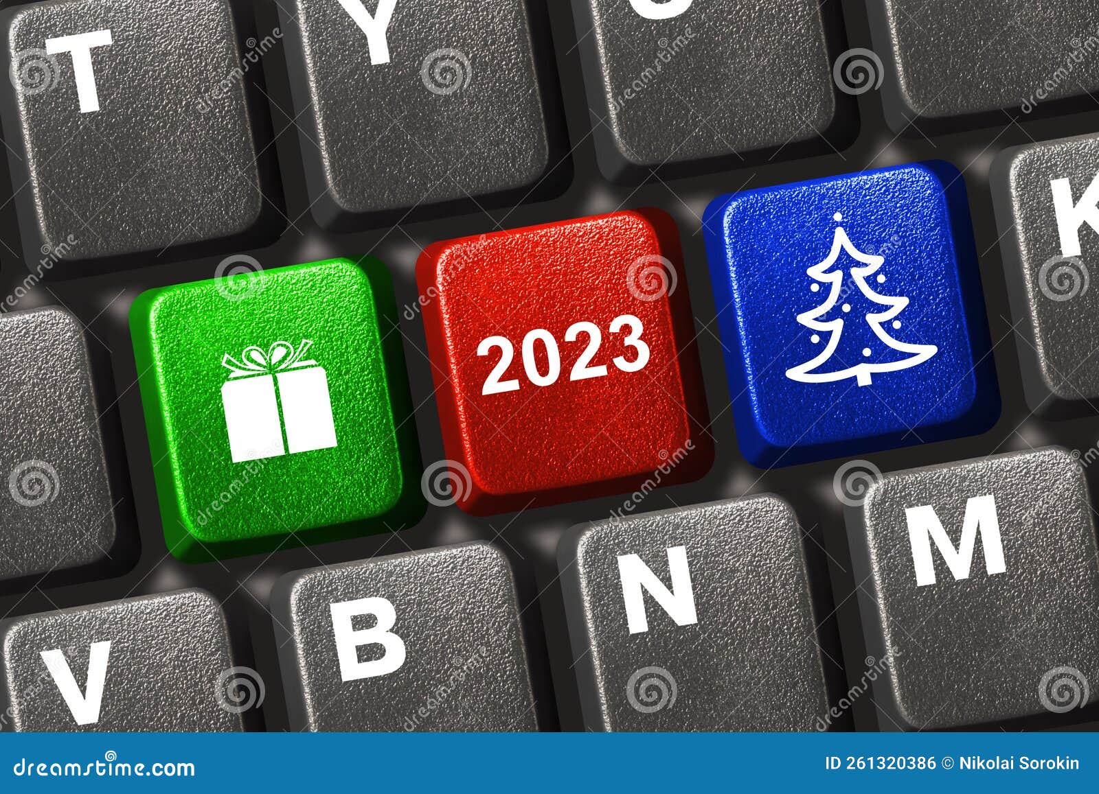 Computer Keyboard with Christmas Keys Stock Photo - Image of keypad ...