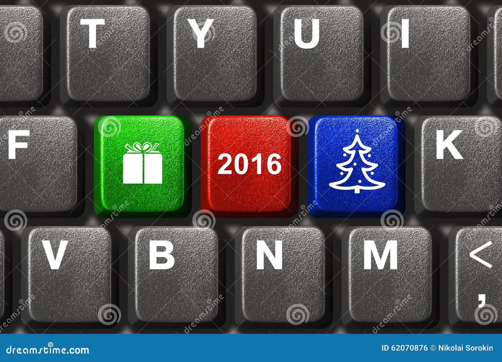 Computer Keyboard with Christmas Keys Stock Photo - Image of decorated ...