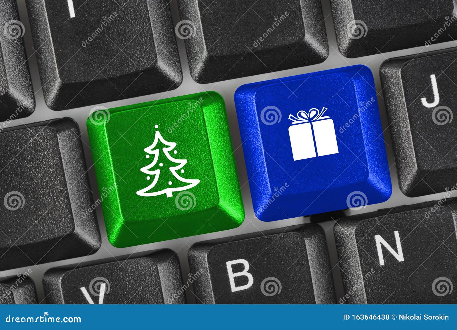Computer Keyboard with Christmas Keys Stock Photo - Image of laptop ...
