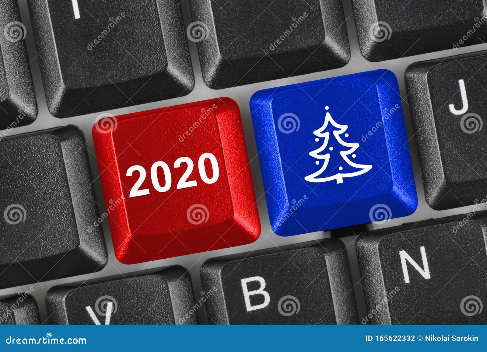 Computer Keyboard with Christmas Keys Stock Photo - Image of decorated ...