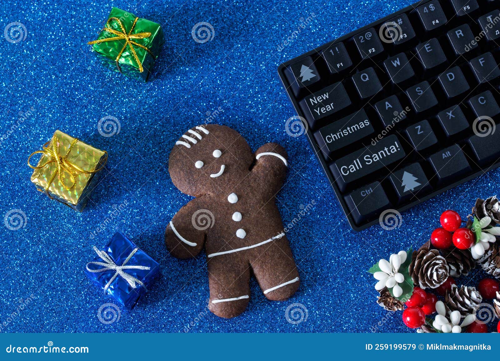 Computer Keyboard, Christmas and New Year Decorations, Gingerbread Man ...