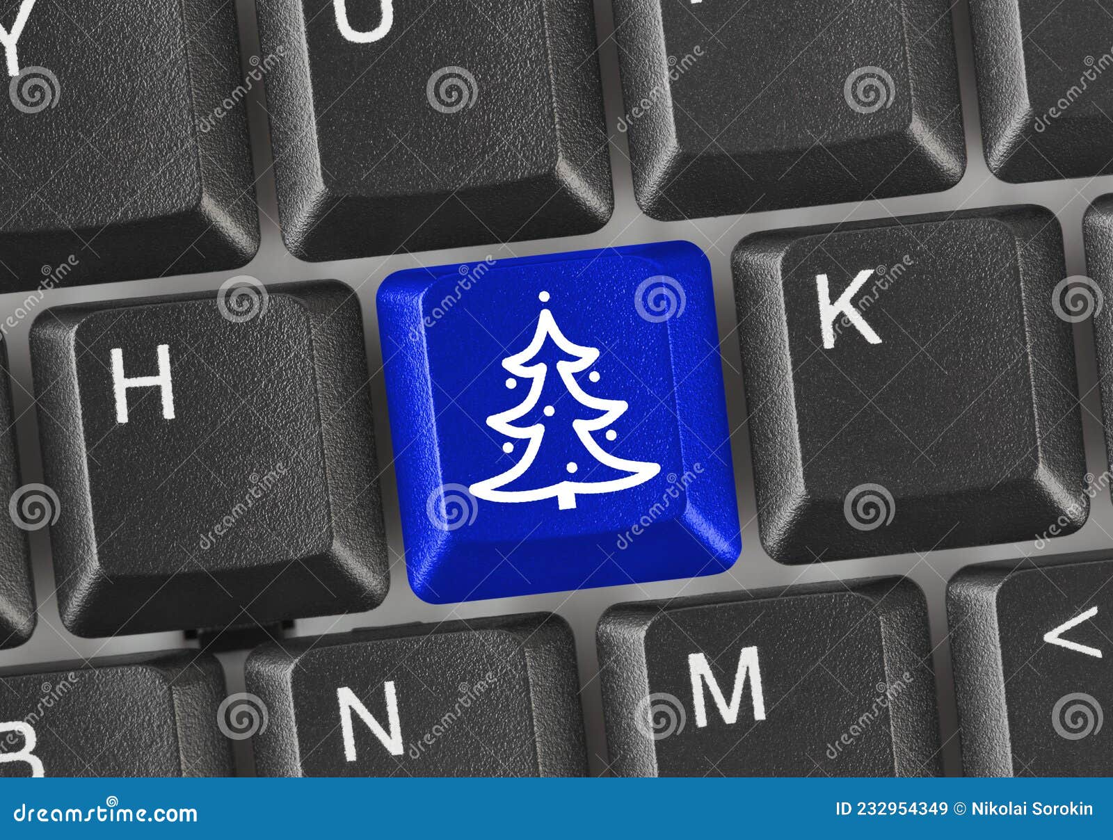 Computer Keyboard with Christmas Tree Key Stock Image - Image of ...