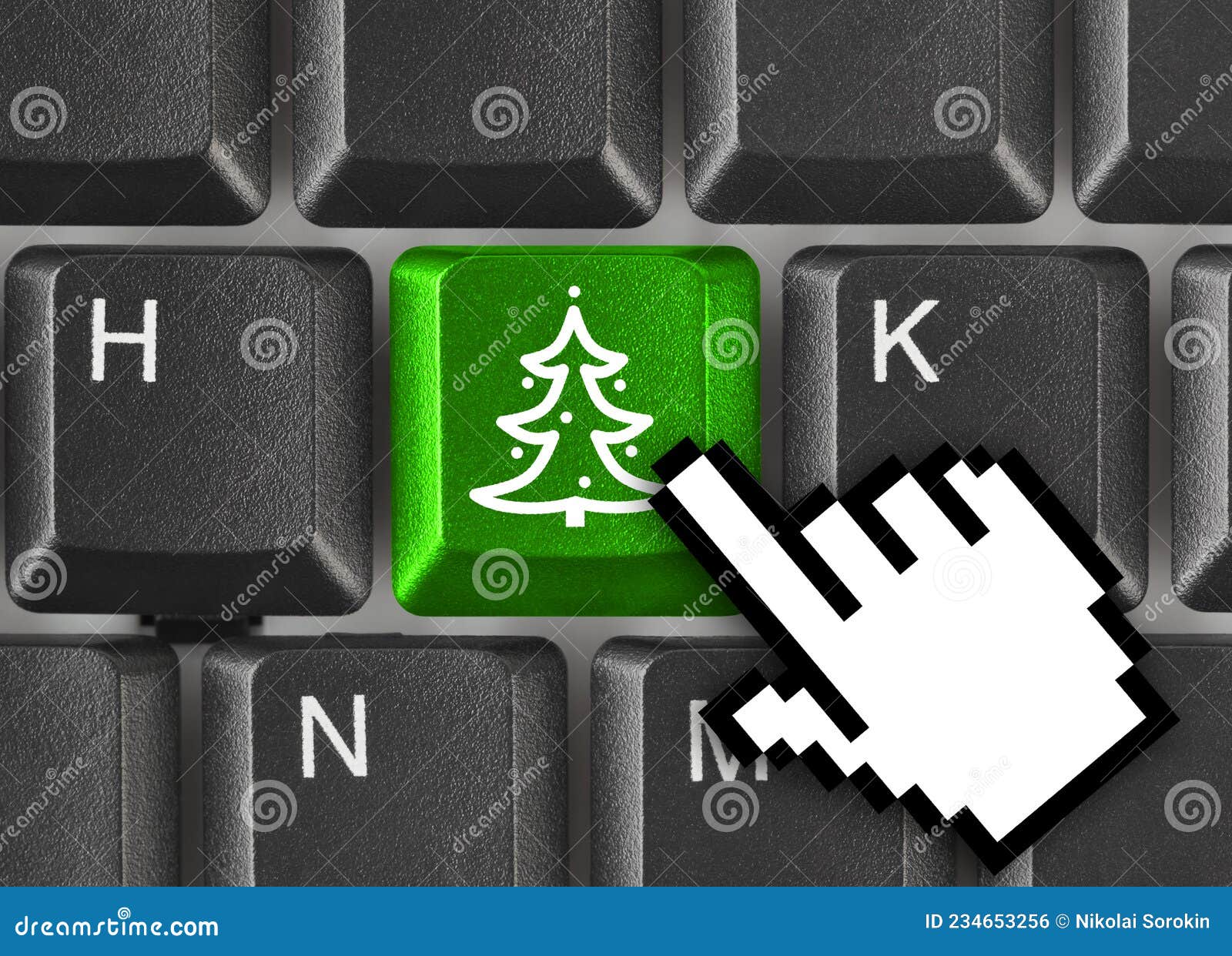 Computer Keyboard with Christmas Tree Key Stock Photo - Image of ...