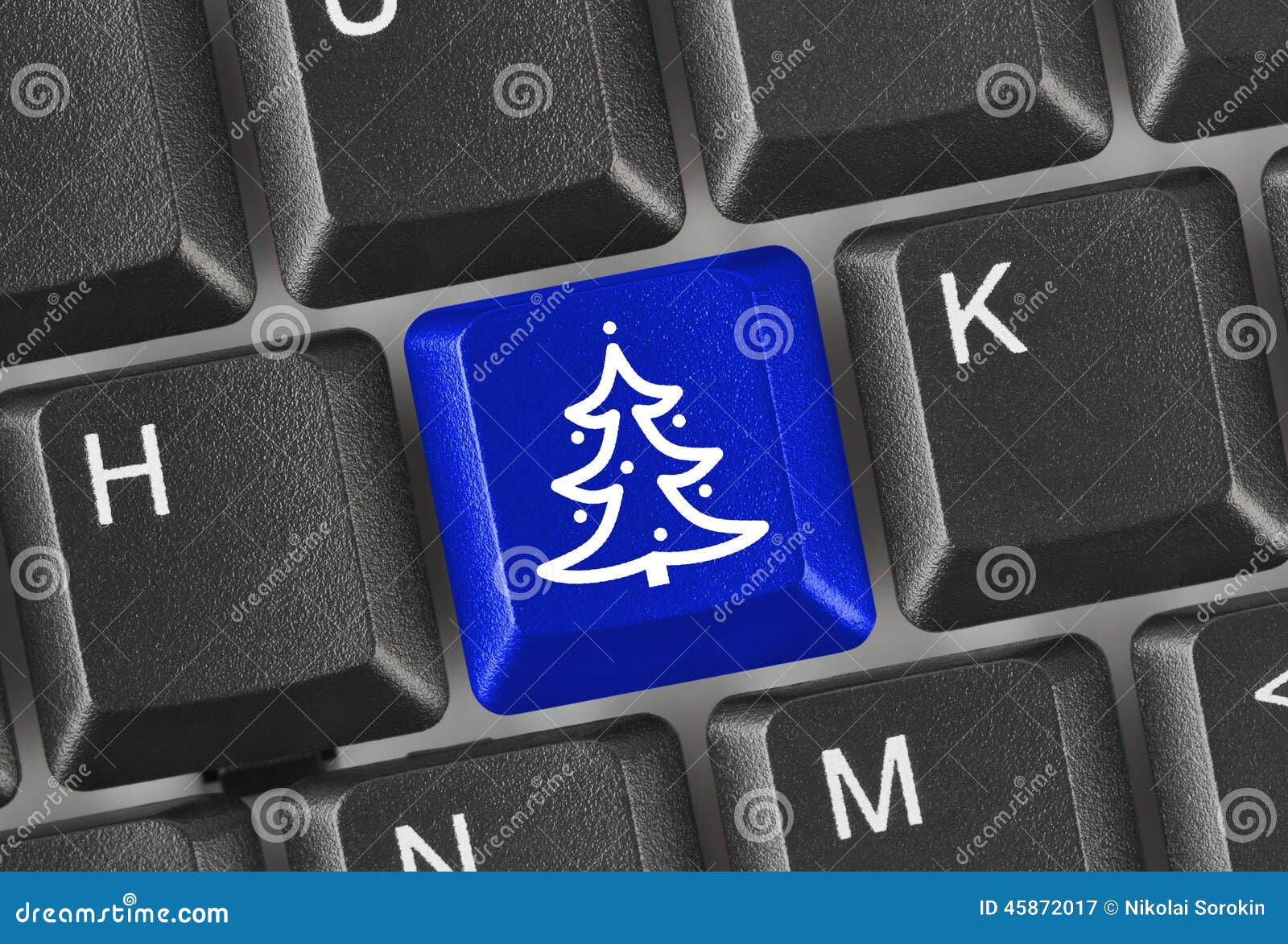 Computer Keyboard with Christmas Tree Key Stock Image - Image of email ...
