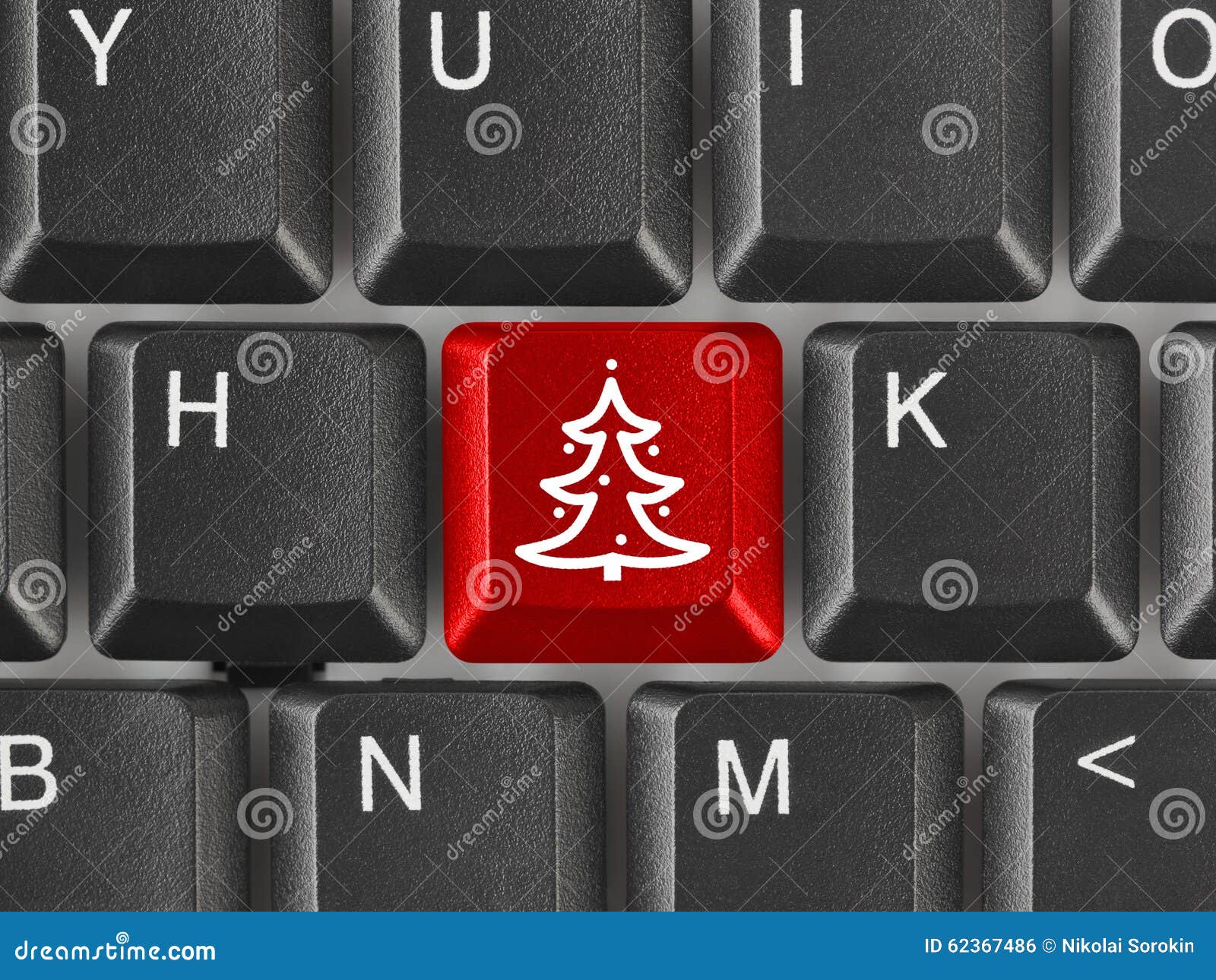 Computer Keyboard with Christmas Tree Key Stock Photo - Image of ...
