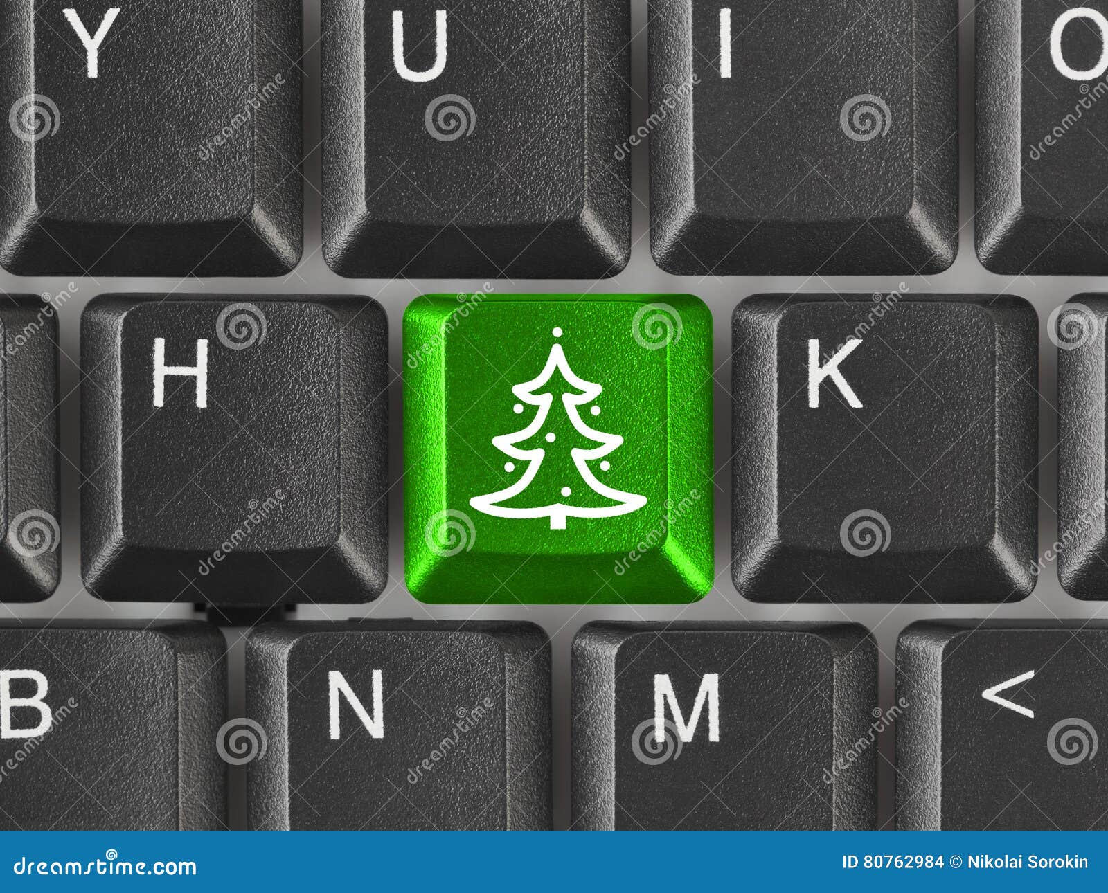 Computer Keyboard with Christmas Tree Key Stock Photo - Image of icon ...