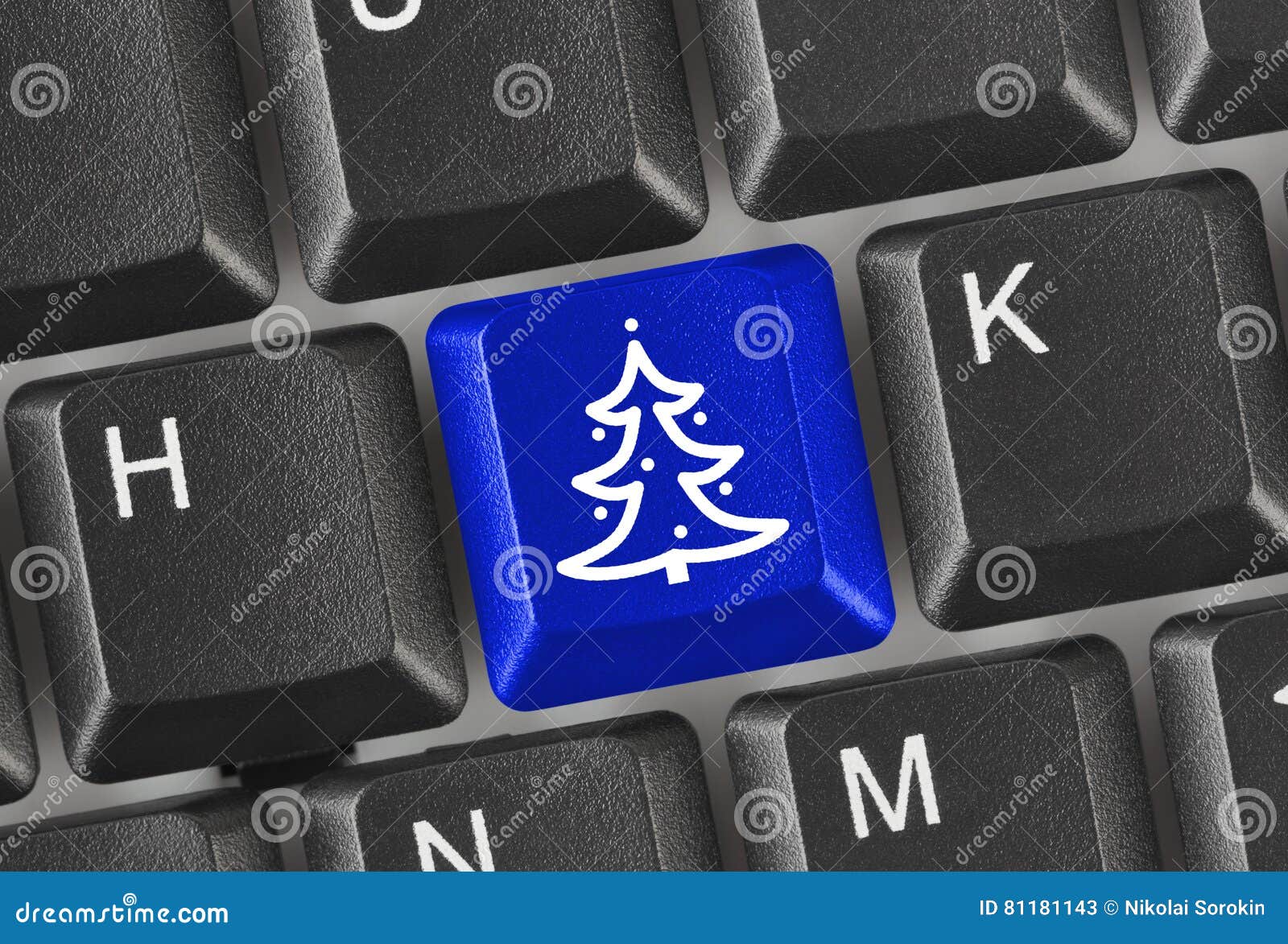 Computer Keyboard with Christmas Tree Key Stock Image - Image of ...